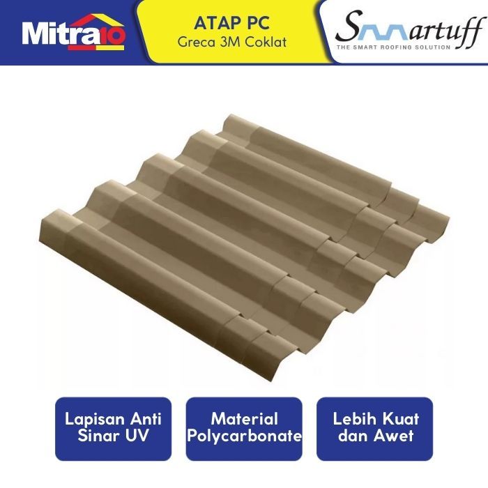 Jual Smartuff Atap Polycarbonat Greca 3 Meter Coklat | Shopee Indonesia