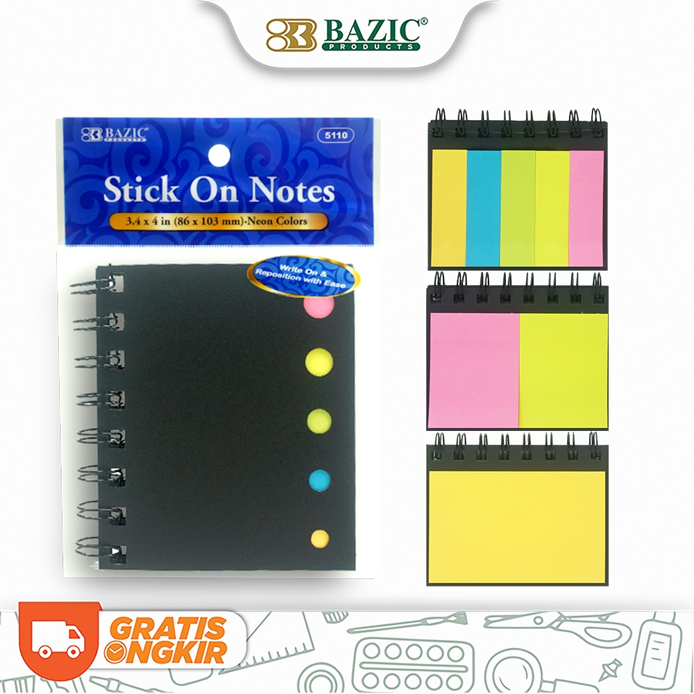 Jual Bazic Stick On Notes Book 3-in-1 Neon Colors - Buku Sticky Memo ...