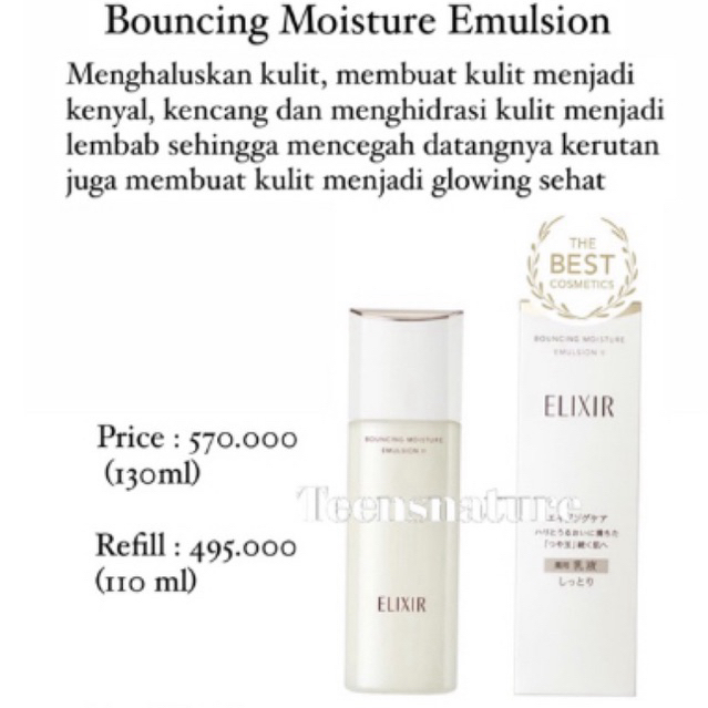 Jual ELIXIR Bouncing Moisture Emulsion JAPAN DIJAMIN ORIGINAL | Shopee ...
