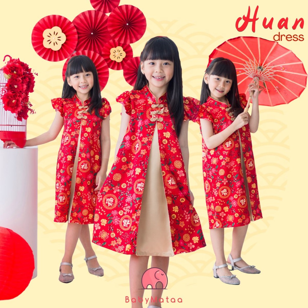 Jual Huan Dress Baju Imlek Anak Perempuan Cheongsam Qipao Anak | Shopee ...
