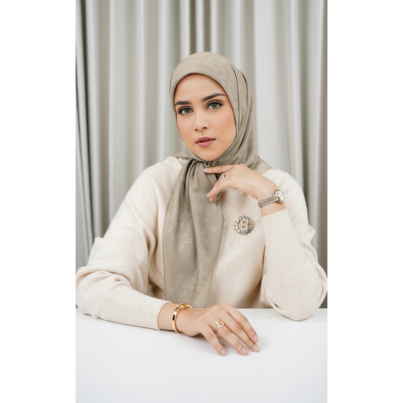 Jual BUTTONSCARVES - Monogram Scramble Voile Square - Overcast / Hijab ...
