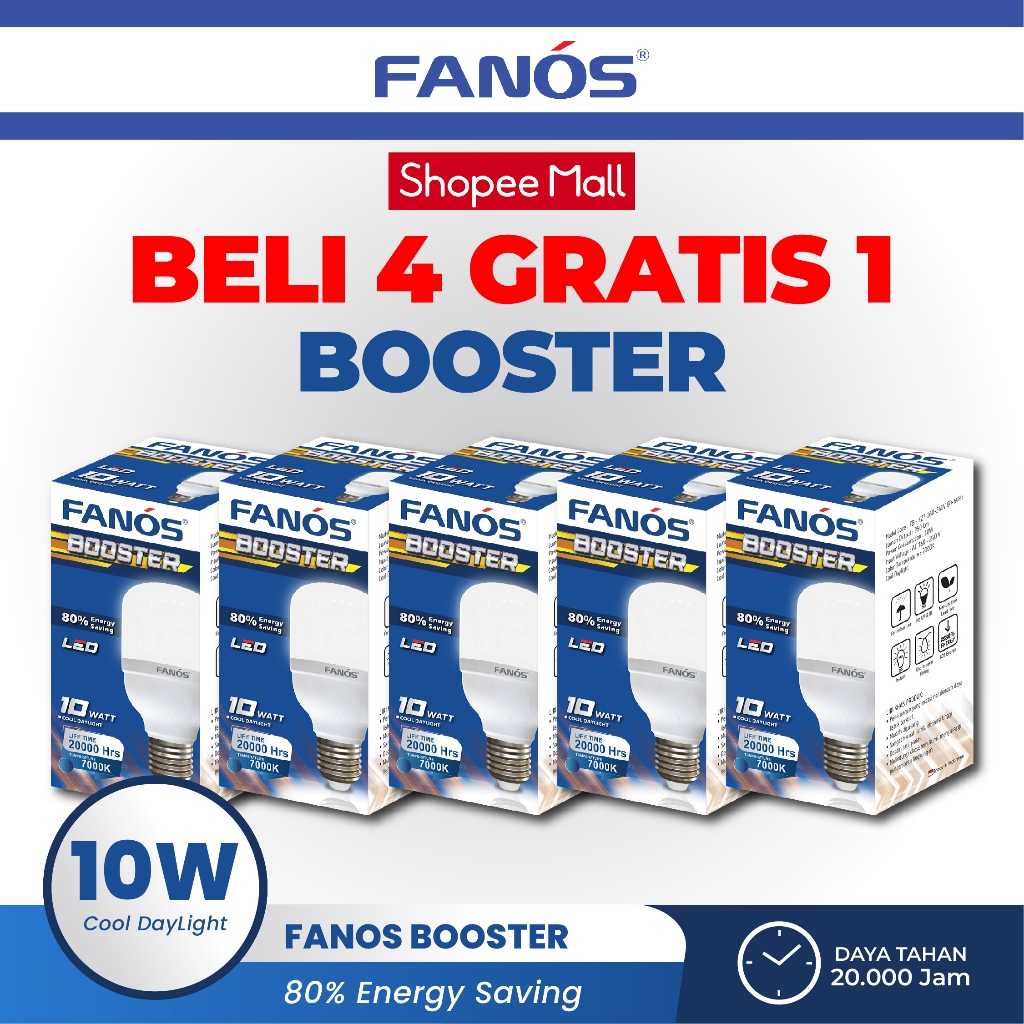 Jual Fanos Booster 10W [Beli 4 Gratis 1] Lampu LED Bohlam T Bulb Cahaya ...