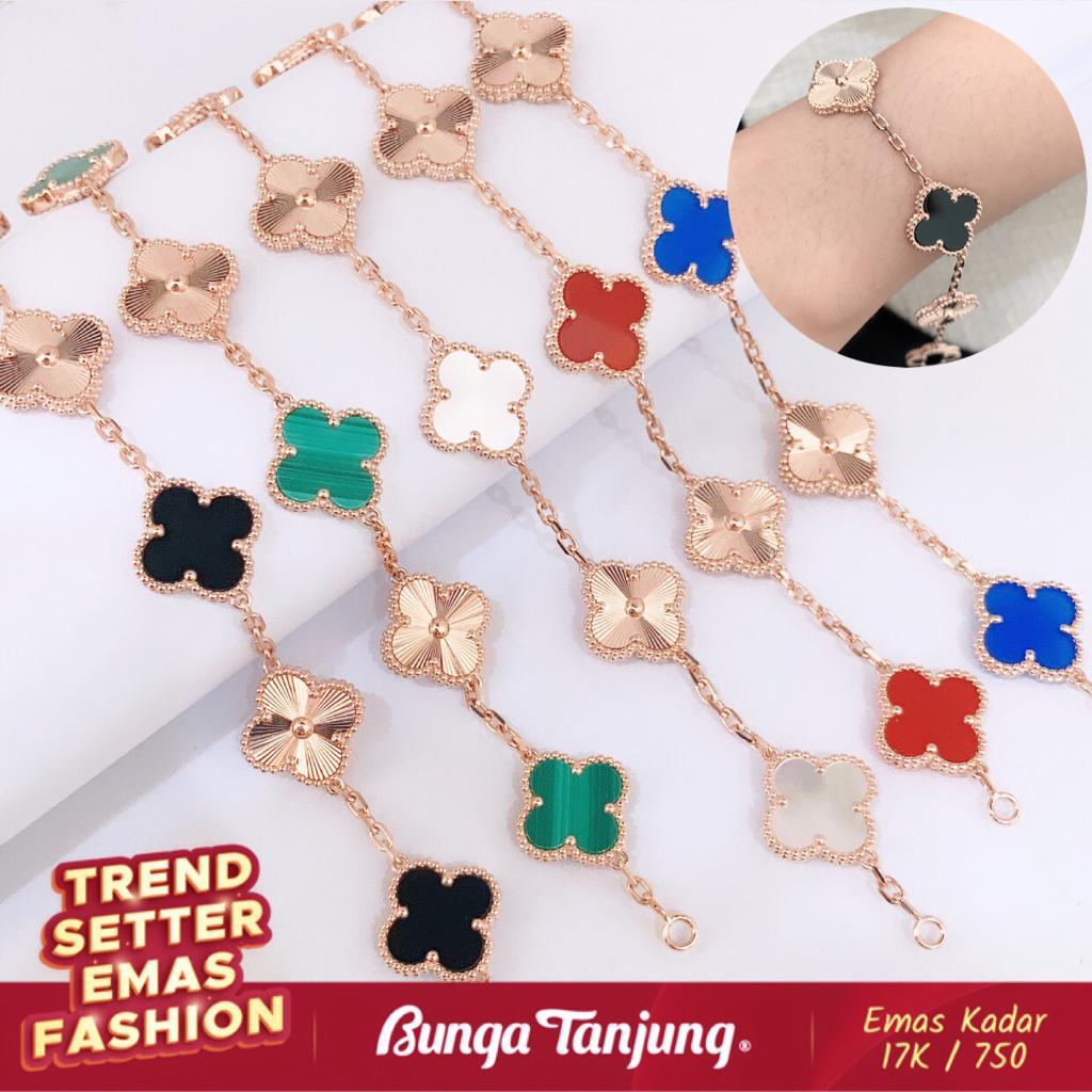 Jual GELANG CLOVER RAINBOW ARSIR - EMAS 17K - BUNGA TANJUNG GOLD ...