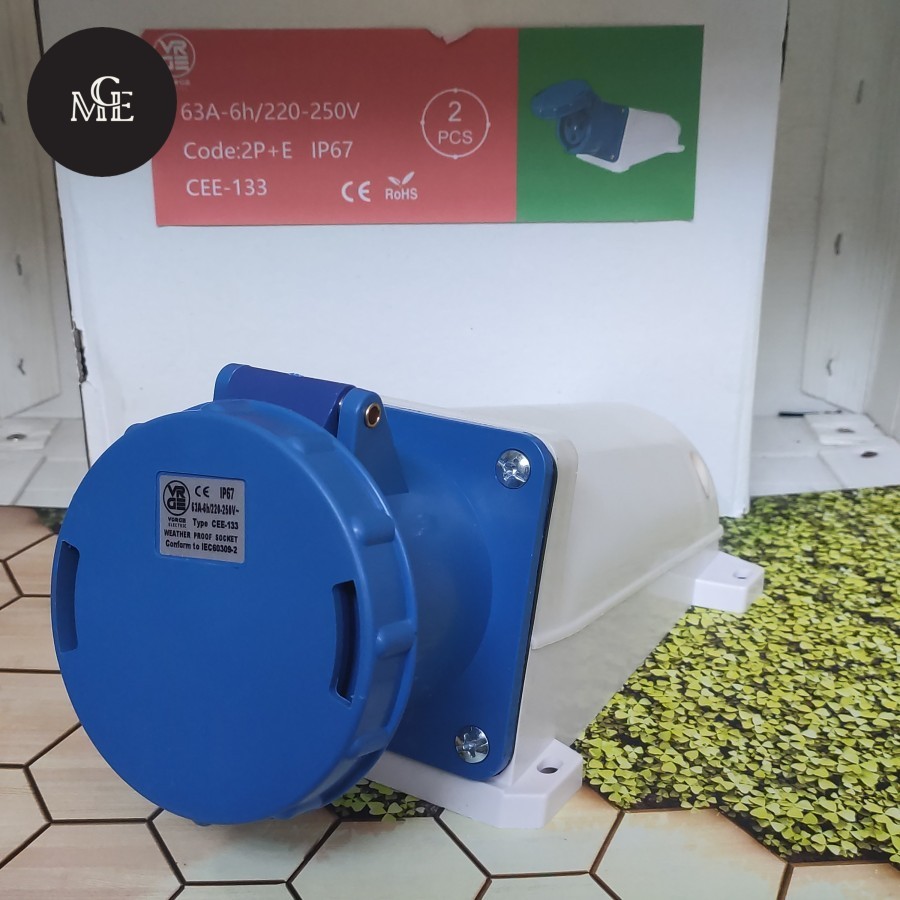 Jual Industrial Surface Socket 3 Pole 63 A CEE 133 3Pin Stop Kontak Genset CEE133 | Shopee Indonesia