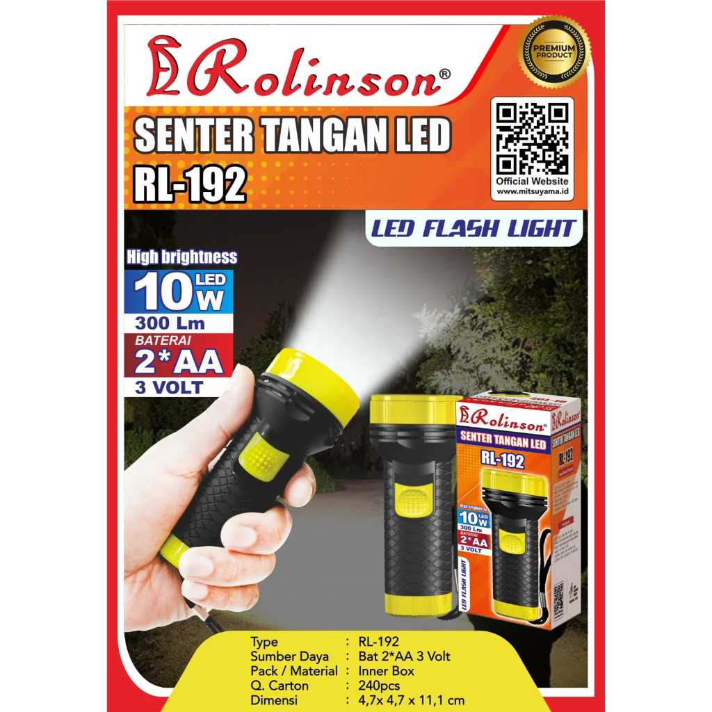 Jual Rolinson RL 192 Senter Tangan Super Ekonomis 10 Watt 300 Lumen ...