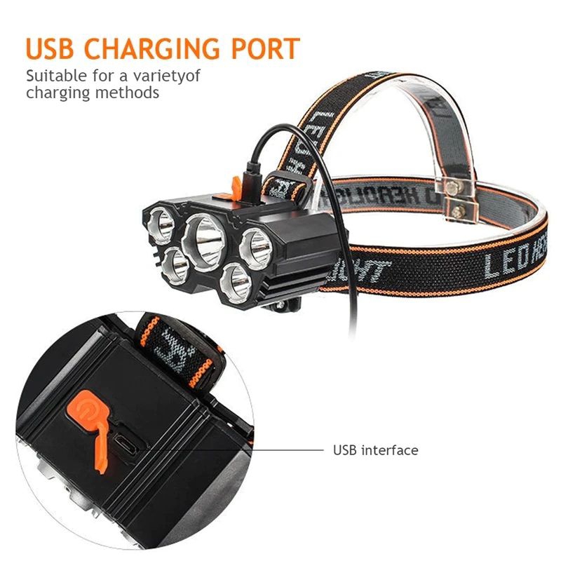 Jual Headlamp 5 Led Head Lamp Senter Kepala 5in1 Rechargeable Senter ...