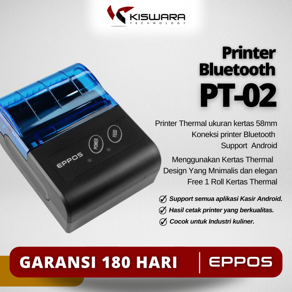 Jual Printer Bluetooth Kasir Pos Murah Thermal 58mm EPPOS PT-02 | Shopee Indonesia