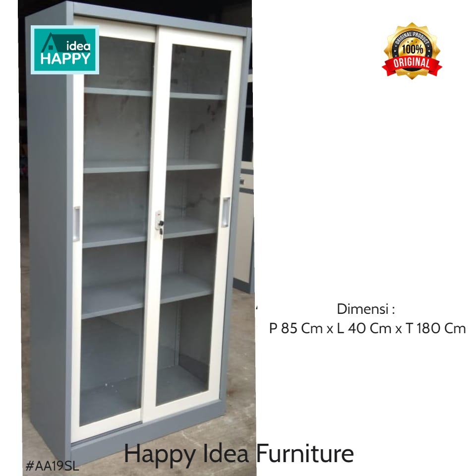 Jual HAPPY IDEA - Lemari Arsip Besi 2 Pintu Kaca Lemari Besi Sliding AA ...