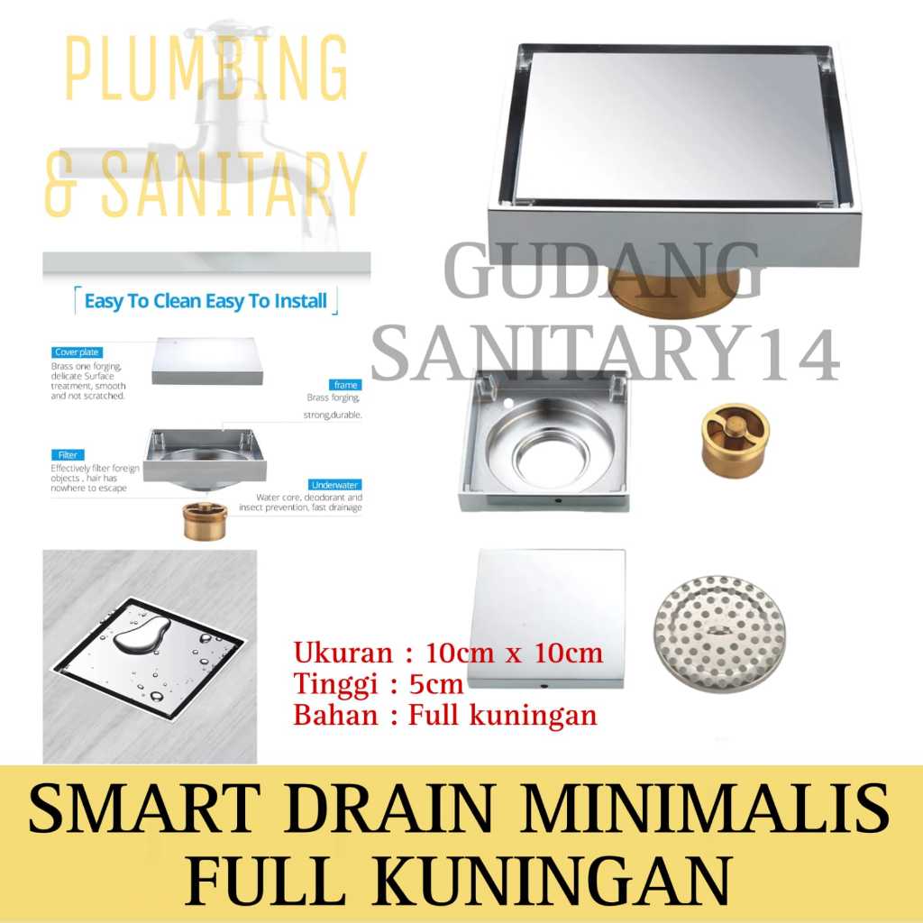 Jual Smart drain minimalis kuningan / Floor drain full kuningan brass ...