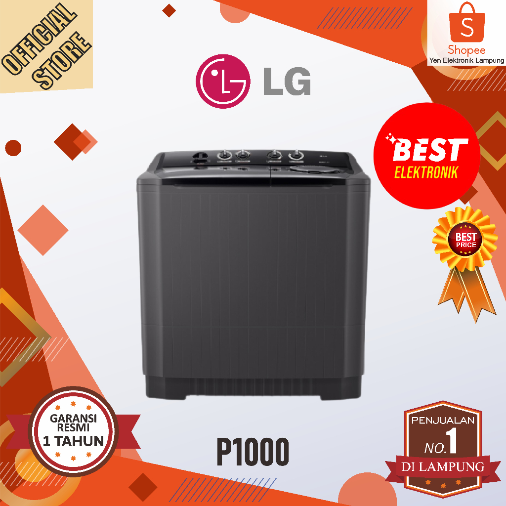 Jual Mesin Cuci LG P1000 2 Tabung 3 Program Pencucian Anti Tikus 10kg ...