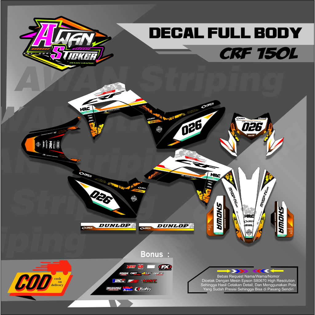 Jual DECAL STIKER DECAL CRF 150 L SUPER GLOSY FULL BODY MOTIF FLOWER ...