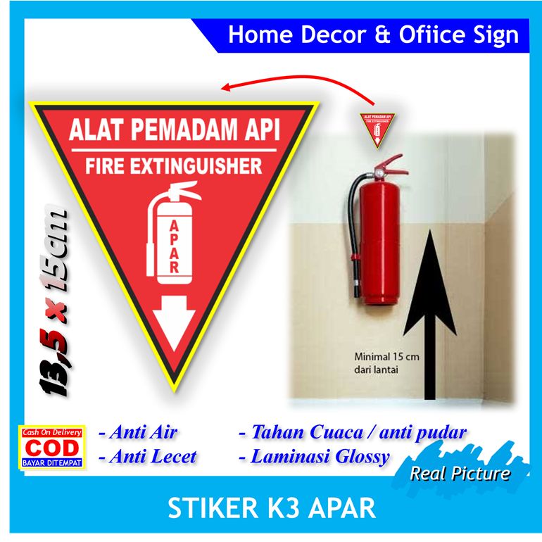 Jual Label stiker APAR segitiga sticker petunjuk alat pemadam api ...