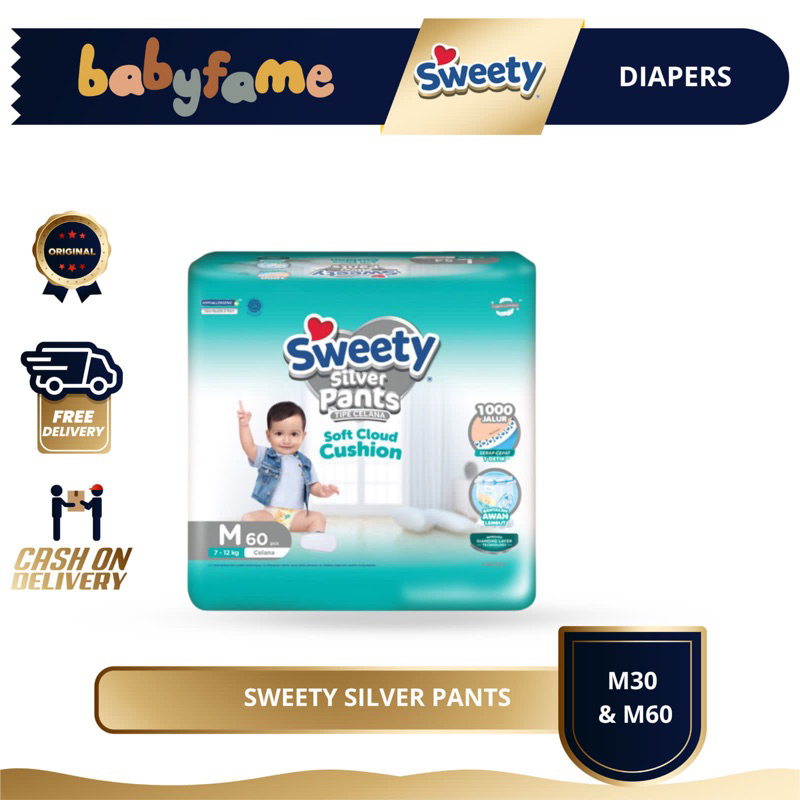 Jual SWEETY SILVER PANTS | M30 M46 & M60 | DIAPERS | Shopee Indonesia