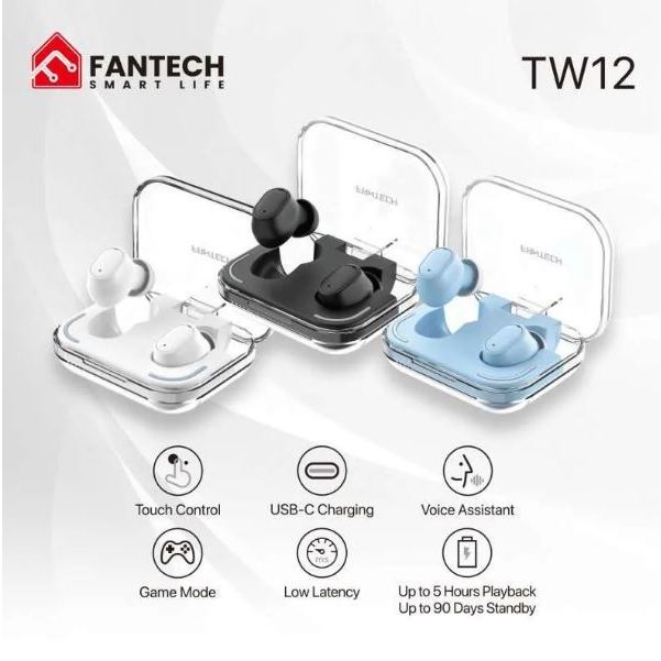 Jual Fantech Tws Bluetooth Wireless Wave 12 Tw12 Built-In Microphone ...