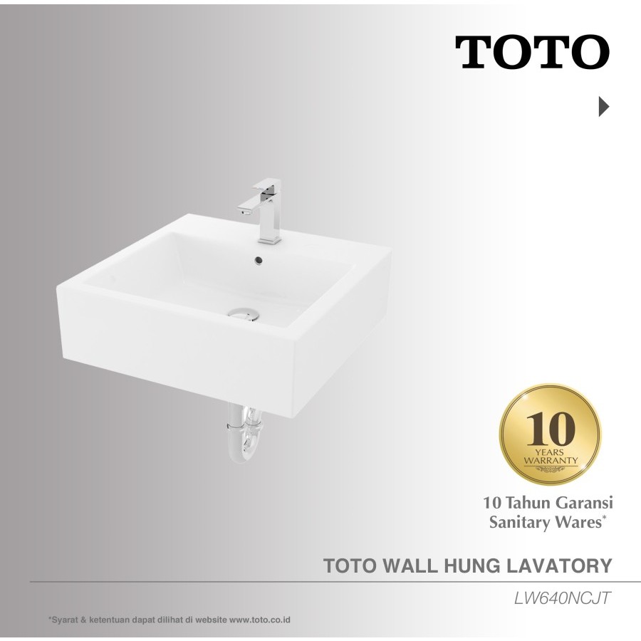 Jual TOTO Wall Hung Lavatory 1 Tap Hole / Wastafel LW640NCJT | Shopee ...