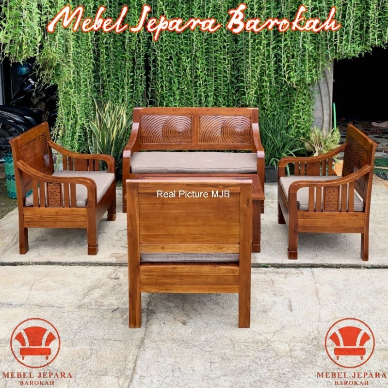 Jual Set Meja dan Kursi Tamu Kayu Jati Ukir Tradisional Bentuk ...