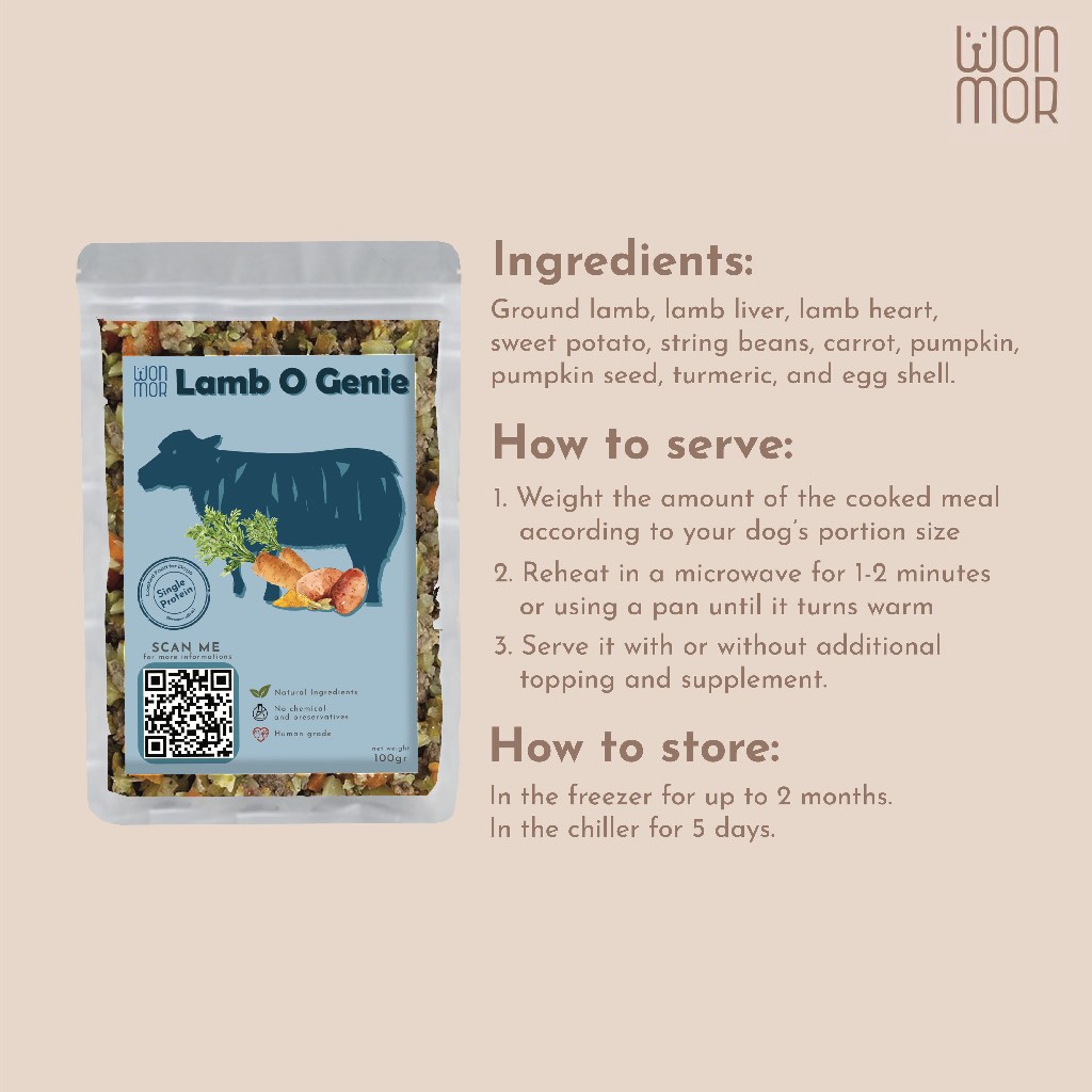Jual Lamb O Genie - Cooked Dog Food / Meals | WONMOR (Makanan Anjing ...