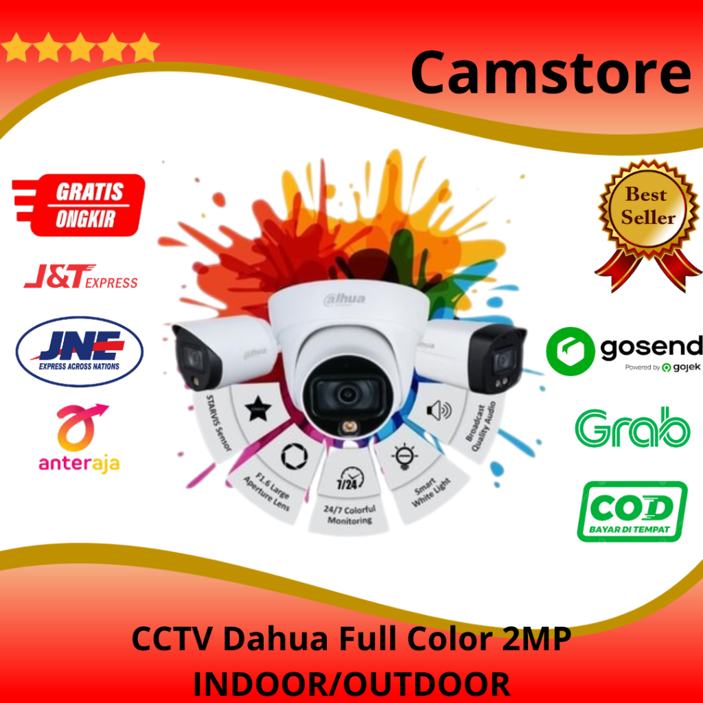 Jual CCTV DAHUA 2MP FullColor Full HD Indoor/Outdoor/ Camera CCTV DAHUA ...
