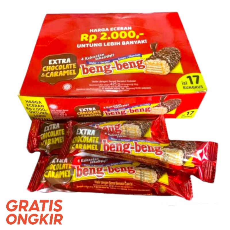 Jual BENG BENG EXTRA CHOCOLATE CARAMEL Kemasan 1 box isi 17 pcs/25 gr ...
