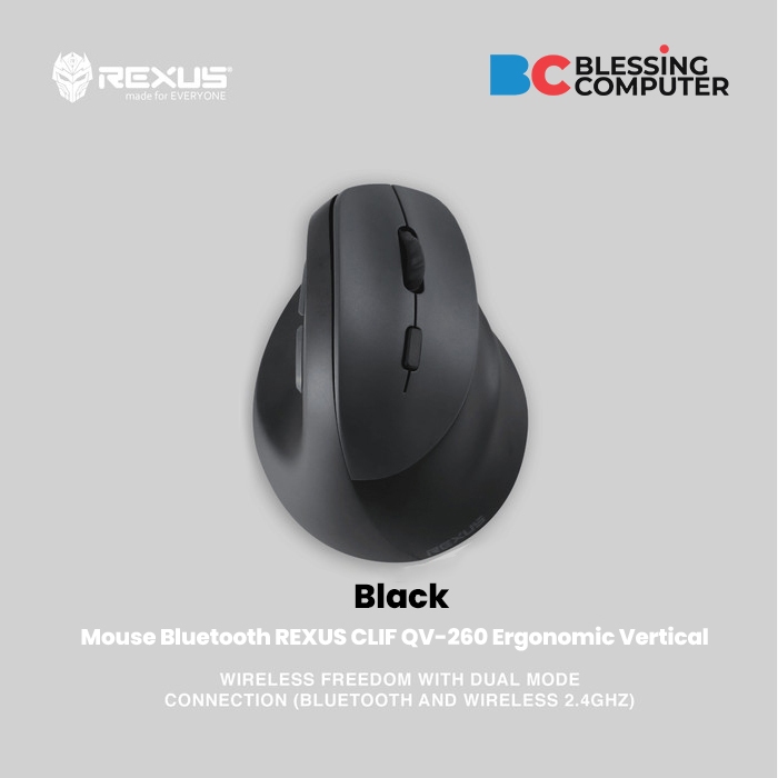 Jual Mouse Bluetooth REXUS CLIF QV-260 Ergonomic Vertical black ...