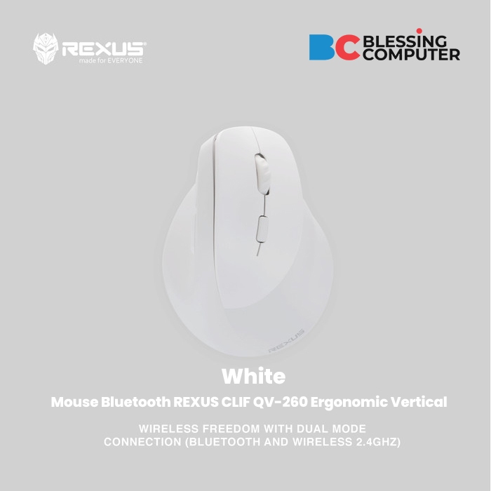 Jual Mouse Bluetooth REXUS CLIF QV-260 Ergonomic Vertical White ...