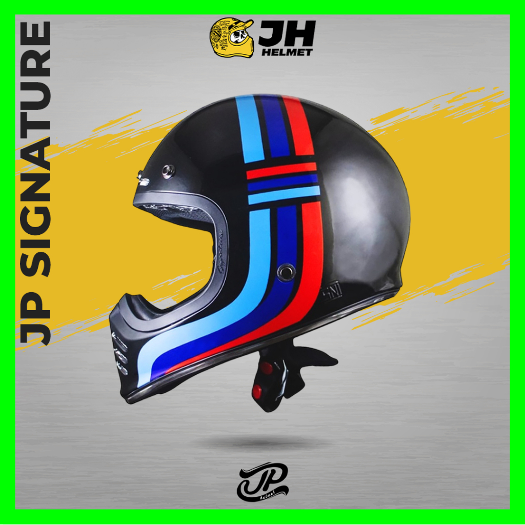 Jual Helm JP Signature Motif SG01 Black Glossy | Helm Cakil | Helm ...