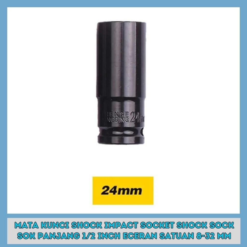 Jual Mata Kunci Shock Impact Socket Shock Sock Sok Panjang 1/2 Inch Eceran Satuan 8-32 mm ...