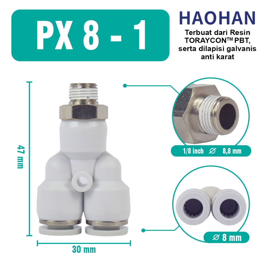Jual MPX Fitting Lurus Male Pneumatic Ukuran PX 8mm Drat 1/4 6mm 4mm 1/ ...
