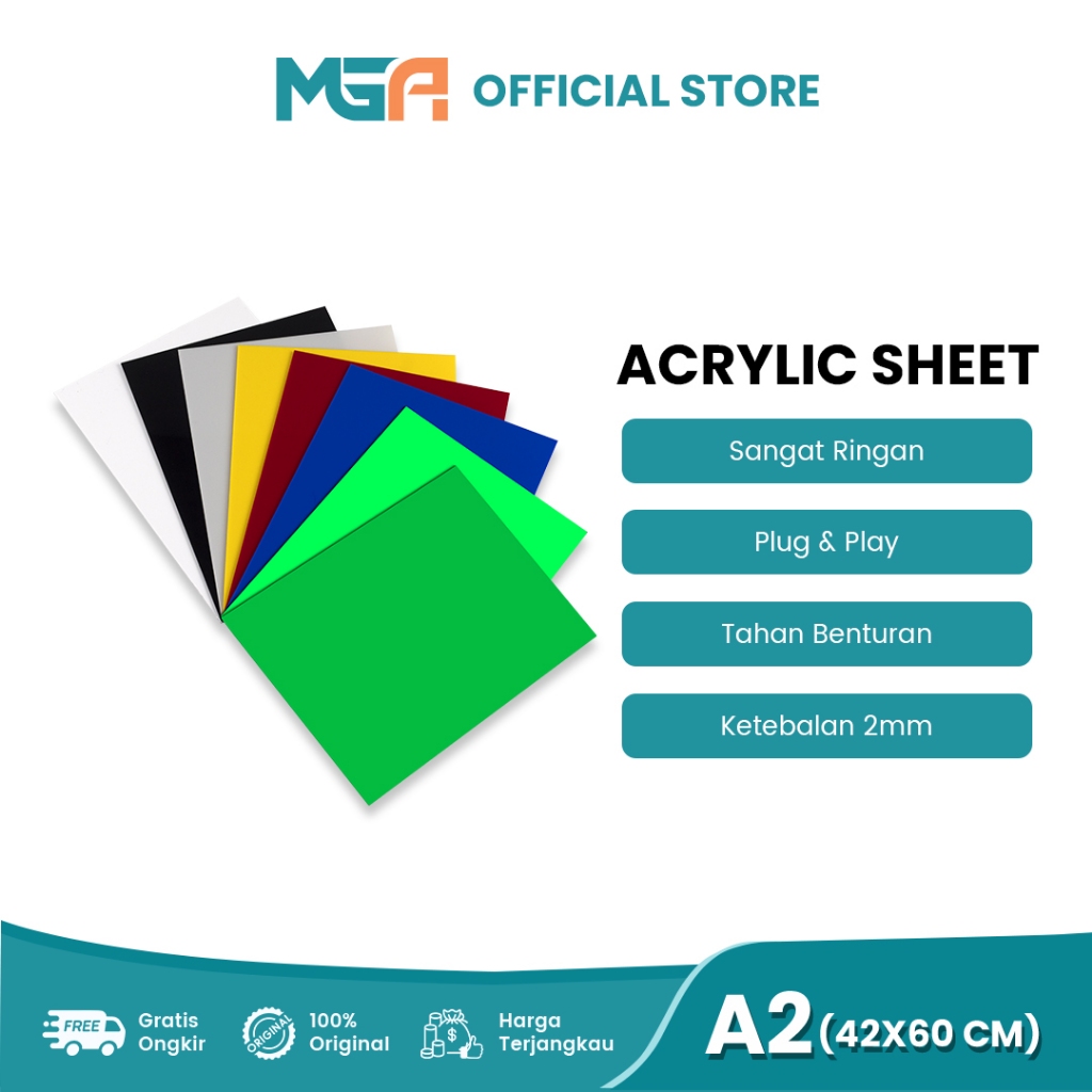 Jual AKRILIK LEMBARAN A2 1,5MM 2MM / ACRYLIC SHEET TRANSPARAN WARNA ...