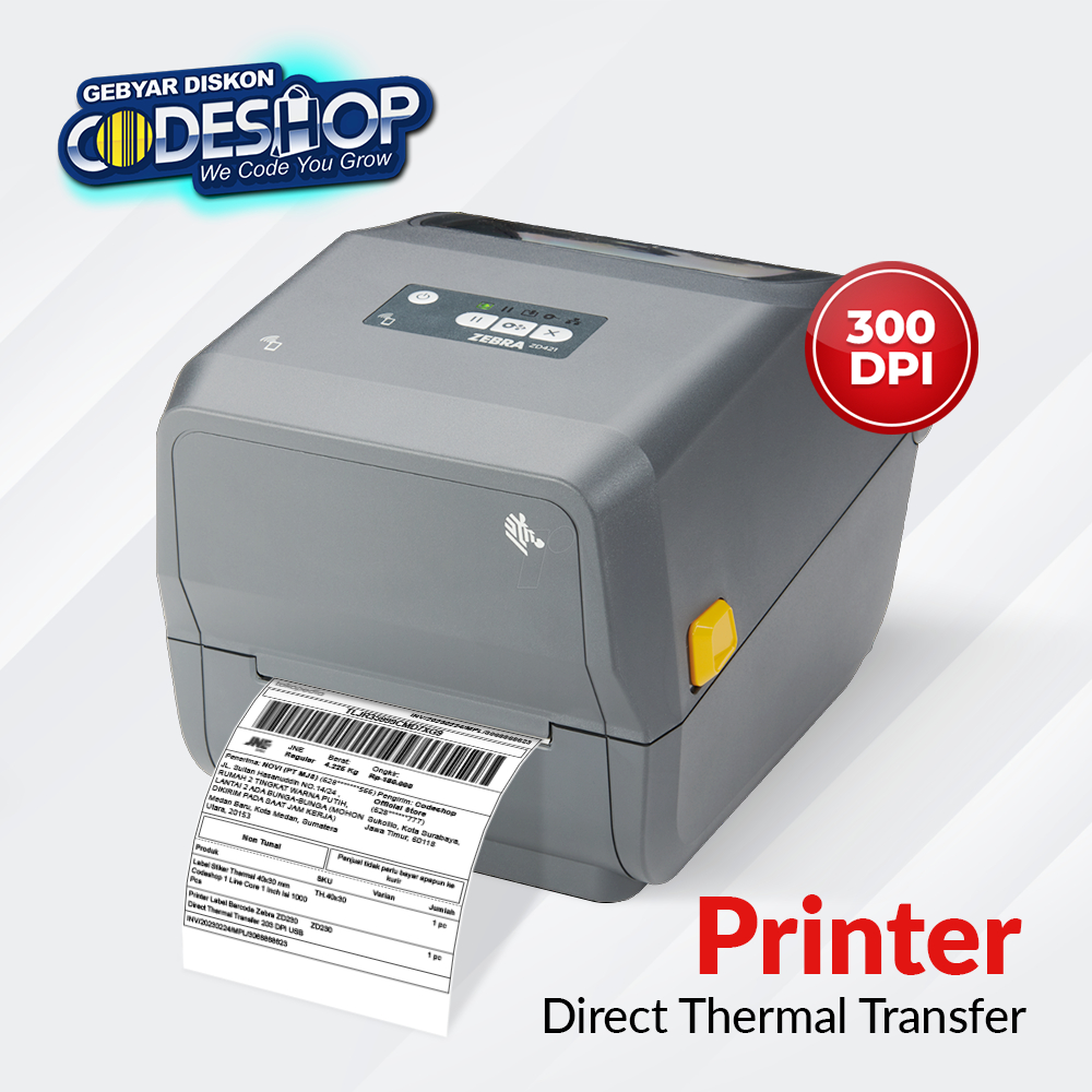 Jual Zebra ZD421 Printer Label Barcode Direct Thermal Transfer 300dpi ...