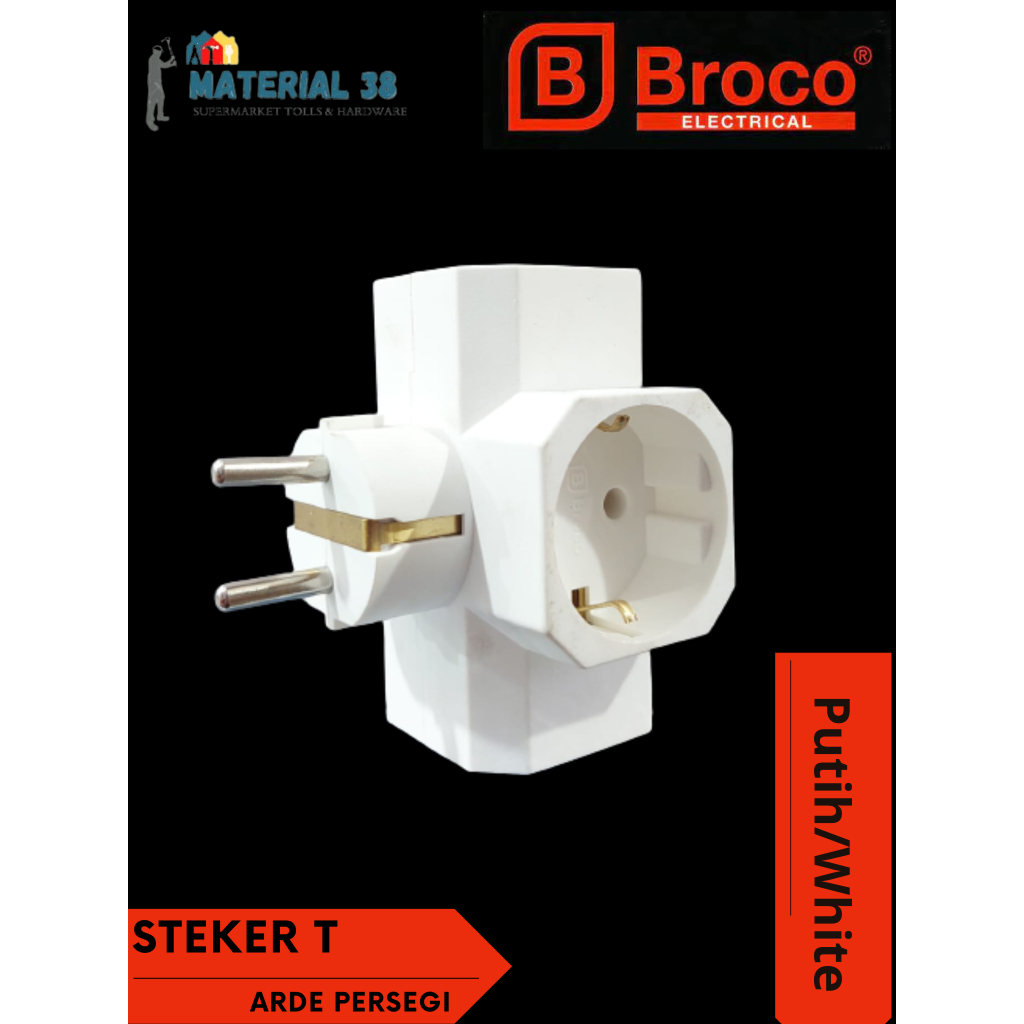 Jual Broco Steker T Arde Persegi 13830 Multi Plug White | Shopee Indonesia