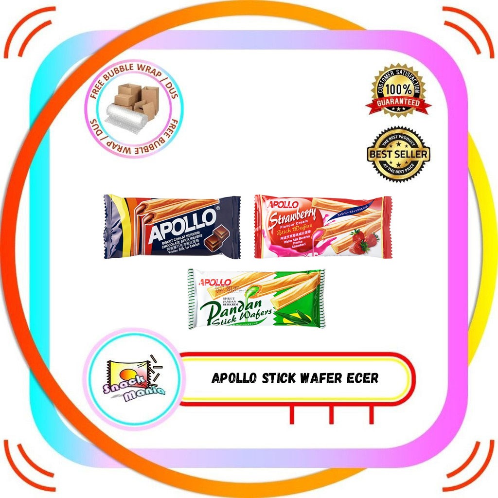 Jual Apollo Stick Wafers Chocolate - Strawberry - Pandan 11 gr | Shopee ...