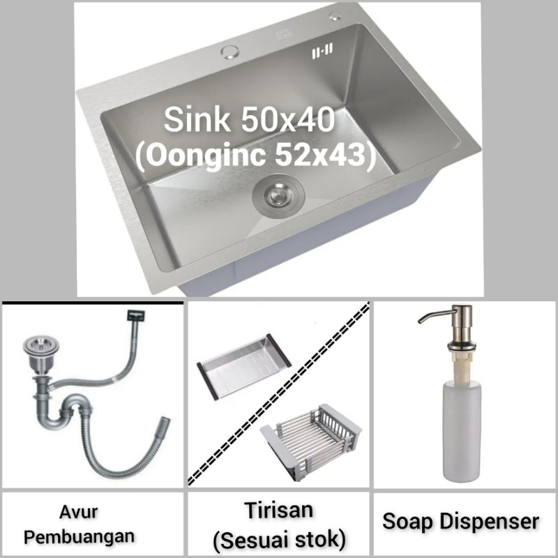 Jual Kitchen Sink Stainless 5040 / OONGINC 5243 / Sink 1 Lubang ...