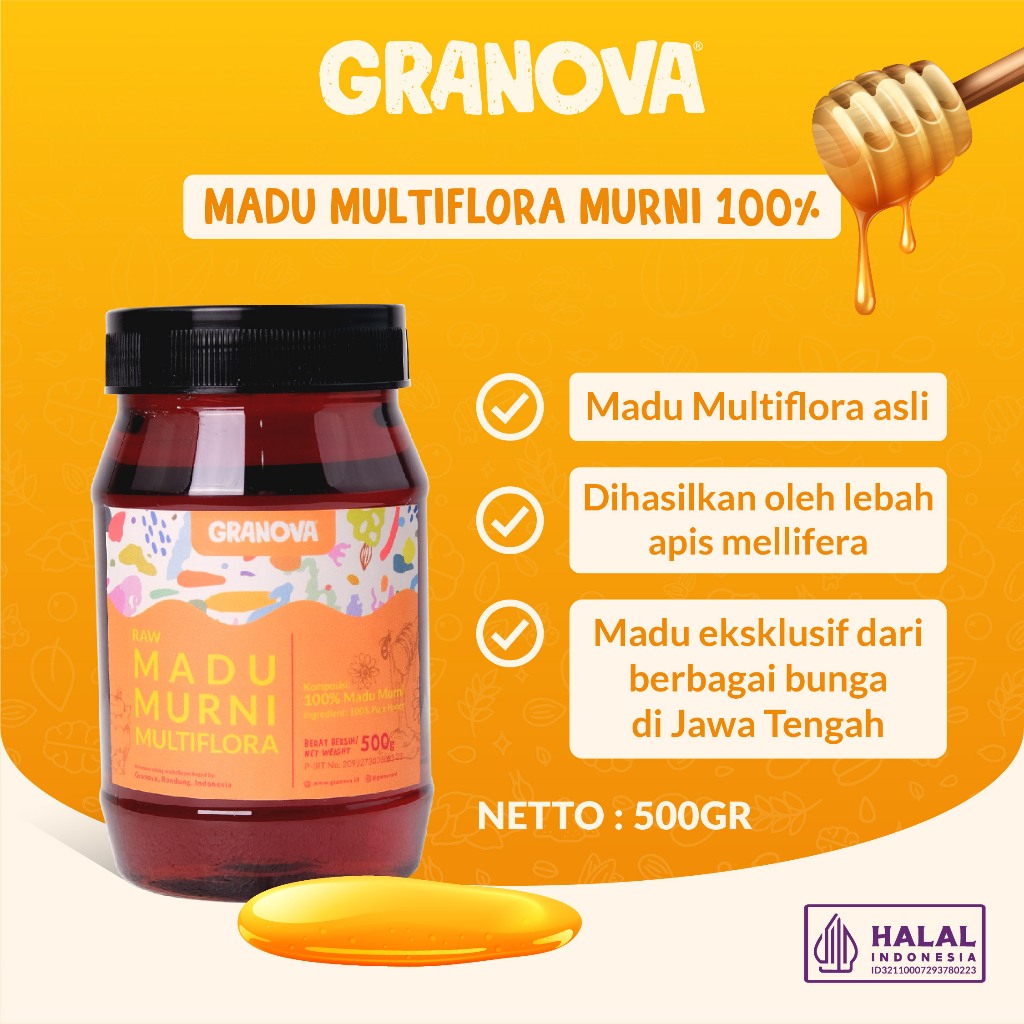 Jual Granova - Madu Murni Multiflora 500gr (Premium, Madu Asli 100% ...