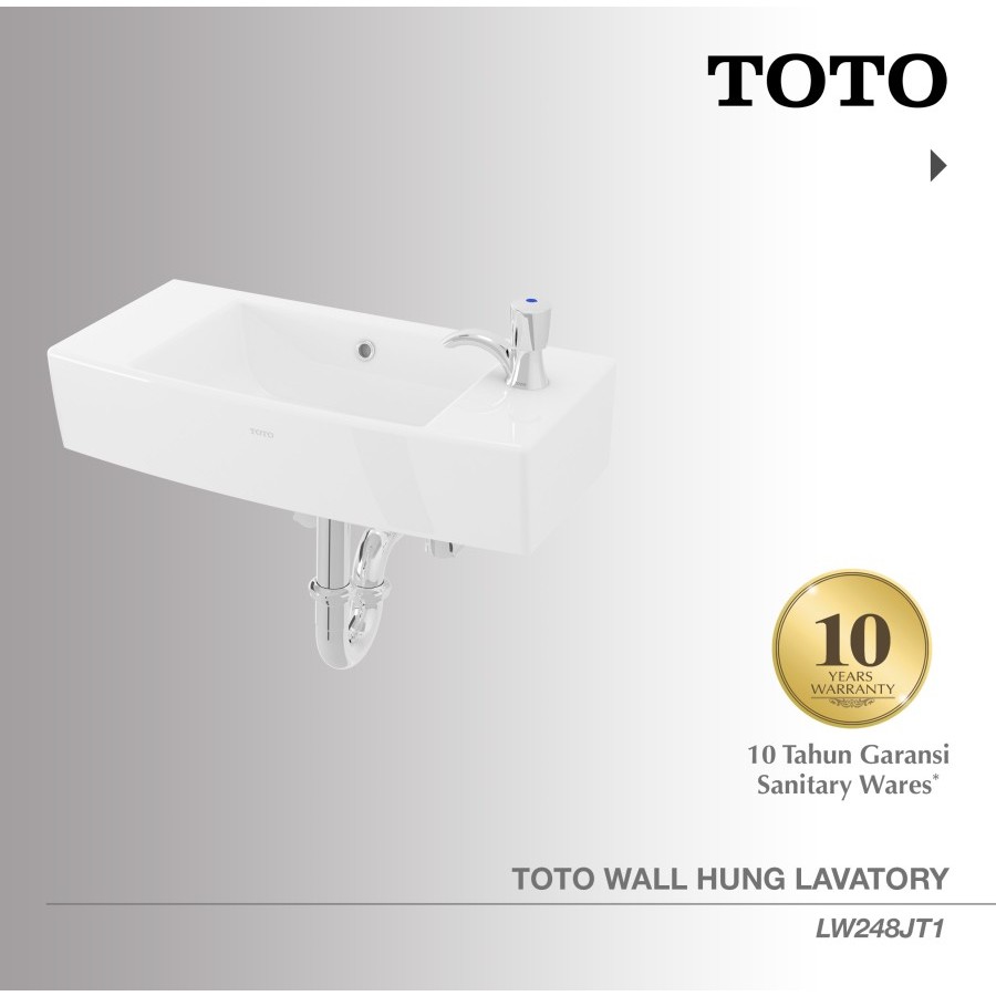 Jual TOTO Wall Hung Lavatory Body 1 Tap Hole / Wastafel LW248JT1 ...