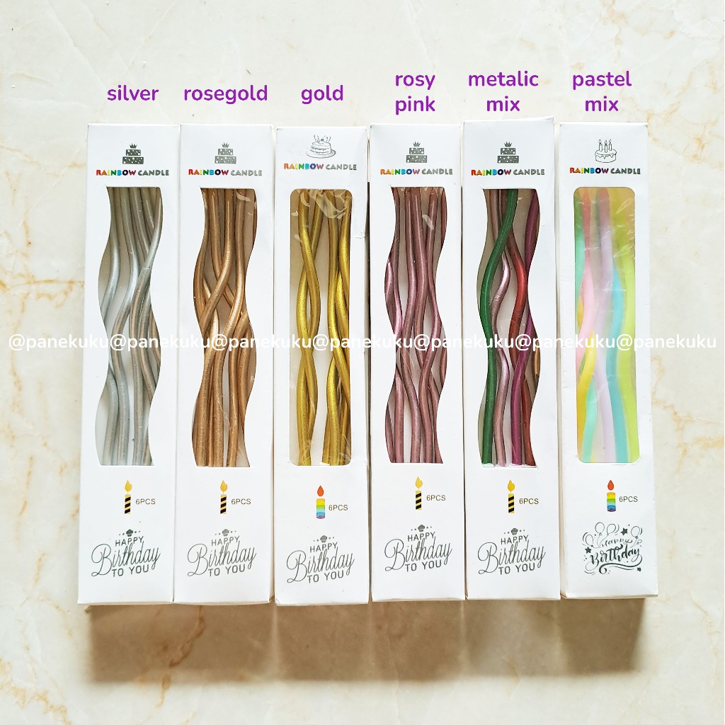 Jual 6pcs Lilin PANJANG spiral warna metalik emas | Lilin ulir ulang ...