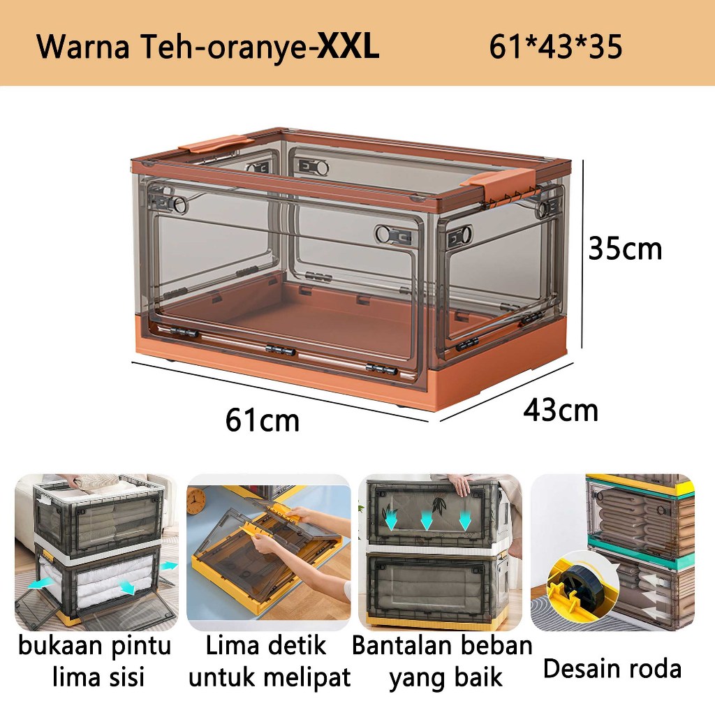 Jual box Storage Box kotak plastik Lipat Folding Container Box pakaian ...