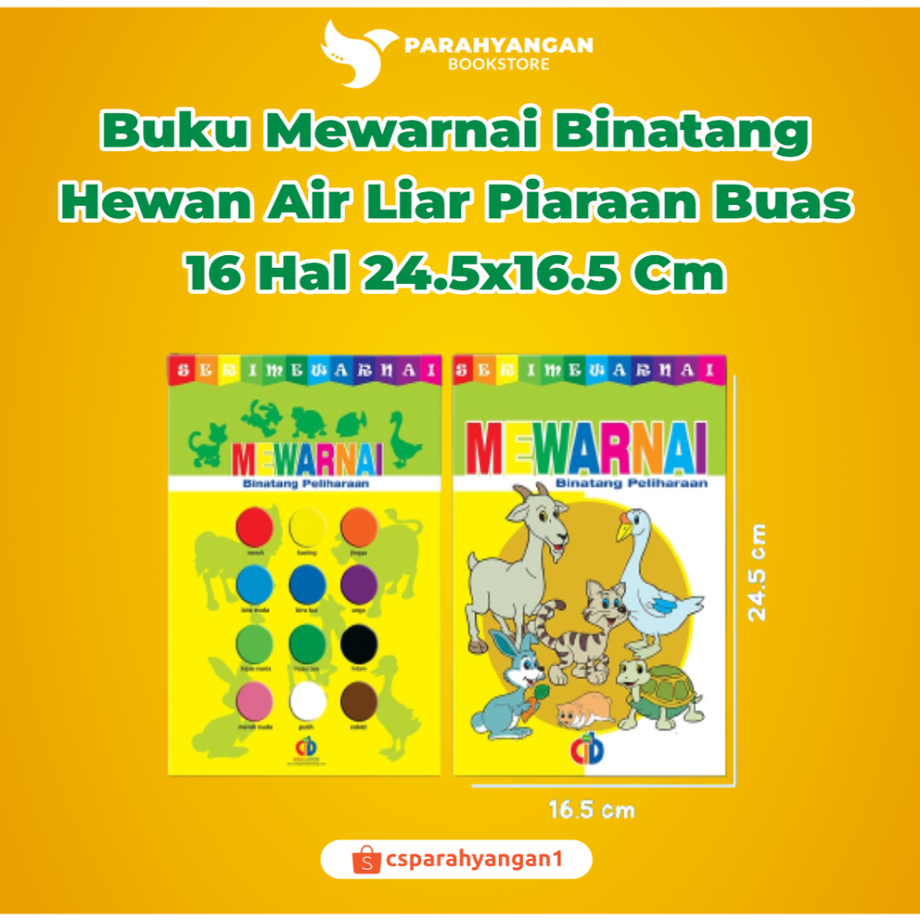 Jual Buku Mewarnai Binatang | Hewan Air Liar Piaraan Buas | 16 Hal 24 ...
