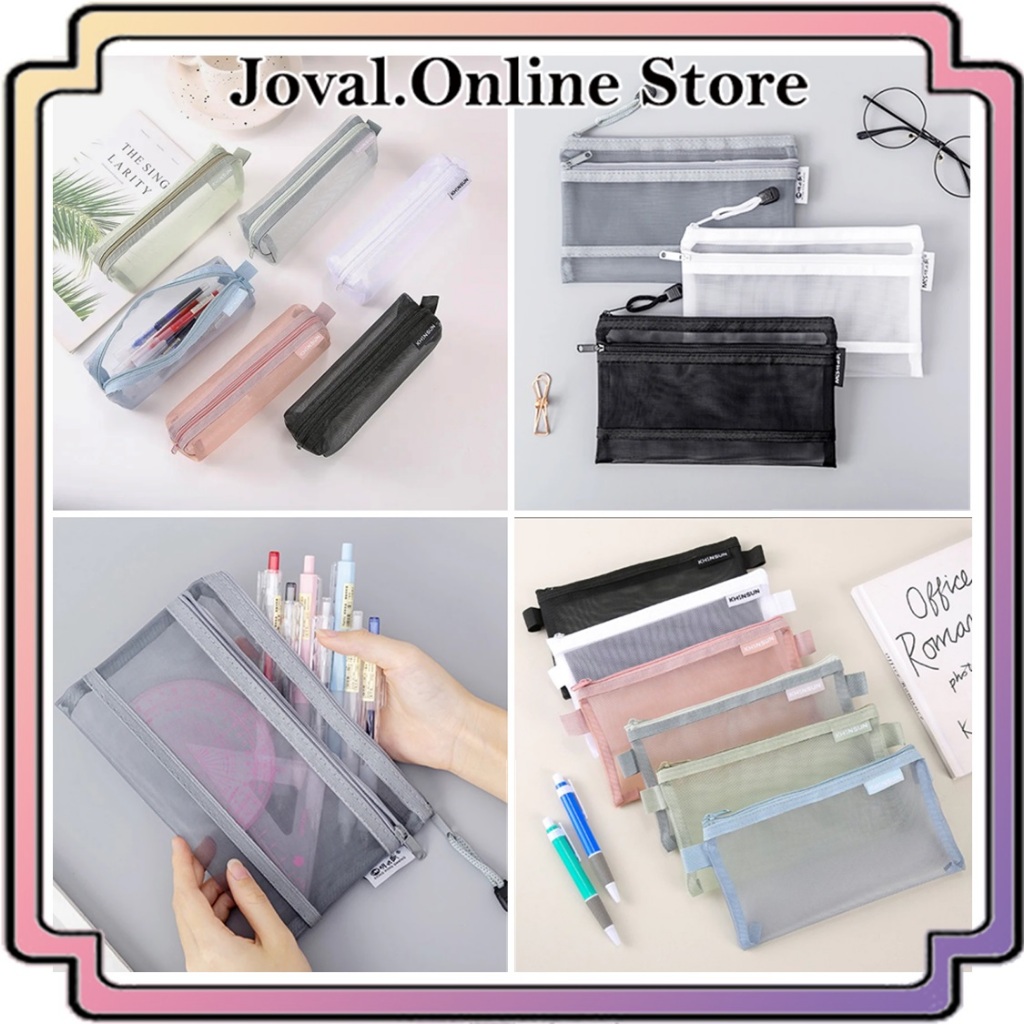 Jual TEMPAT PENSIL JARING TRANSPARANT / KOTAK PENSIL MESH NETT ...