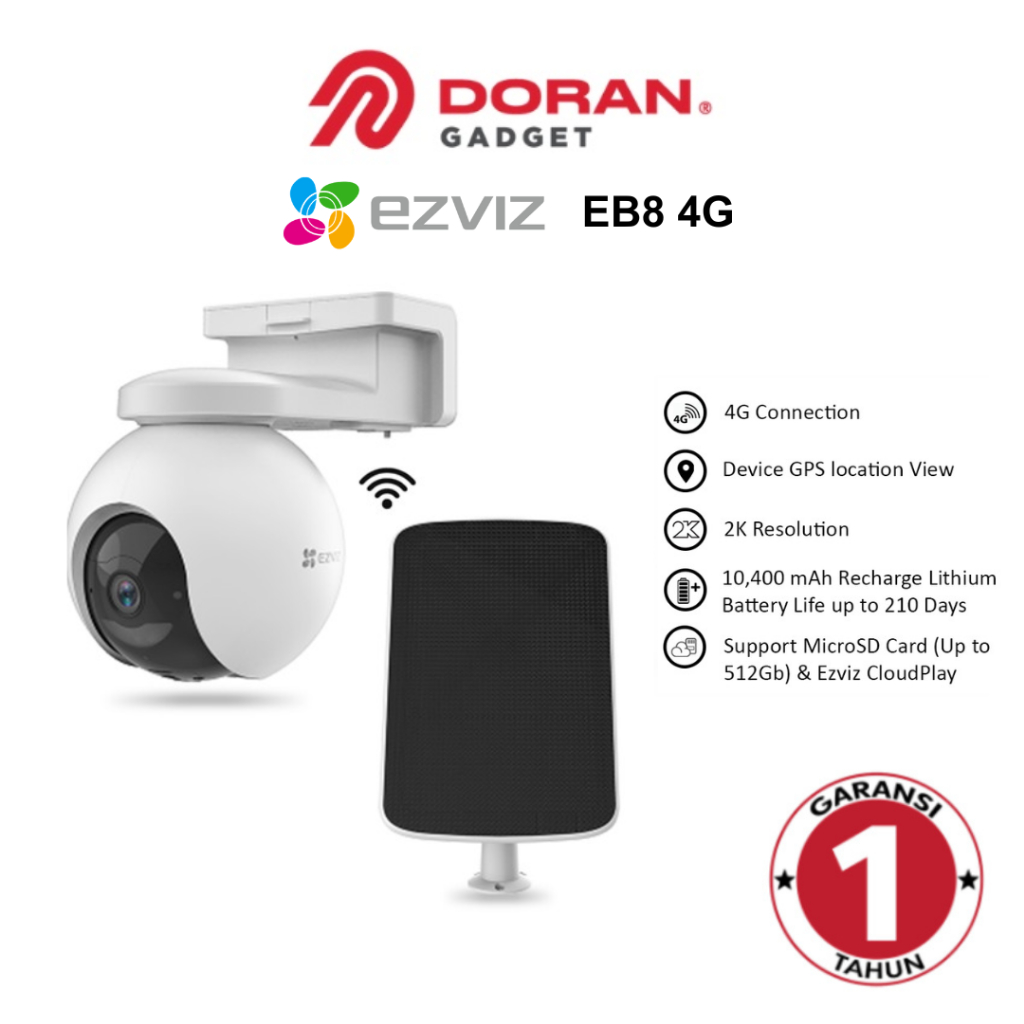 Jual Ezviz EB8 4G 2K Smart Home IP Camera Outdoor CCTV - CCTV + Solar Panel - Garansi Resmi 1 ...