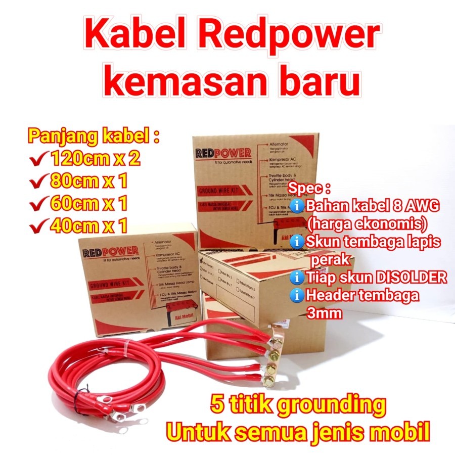 Jual Redpower Kabel Ground 8 AWG untuk mobil 5 titik grounding | Shopee ...