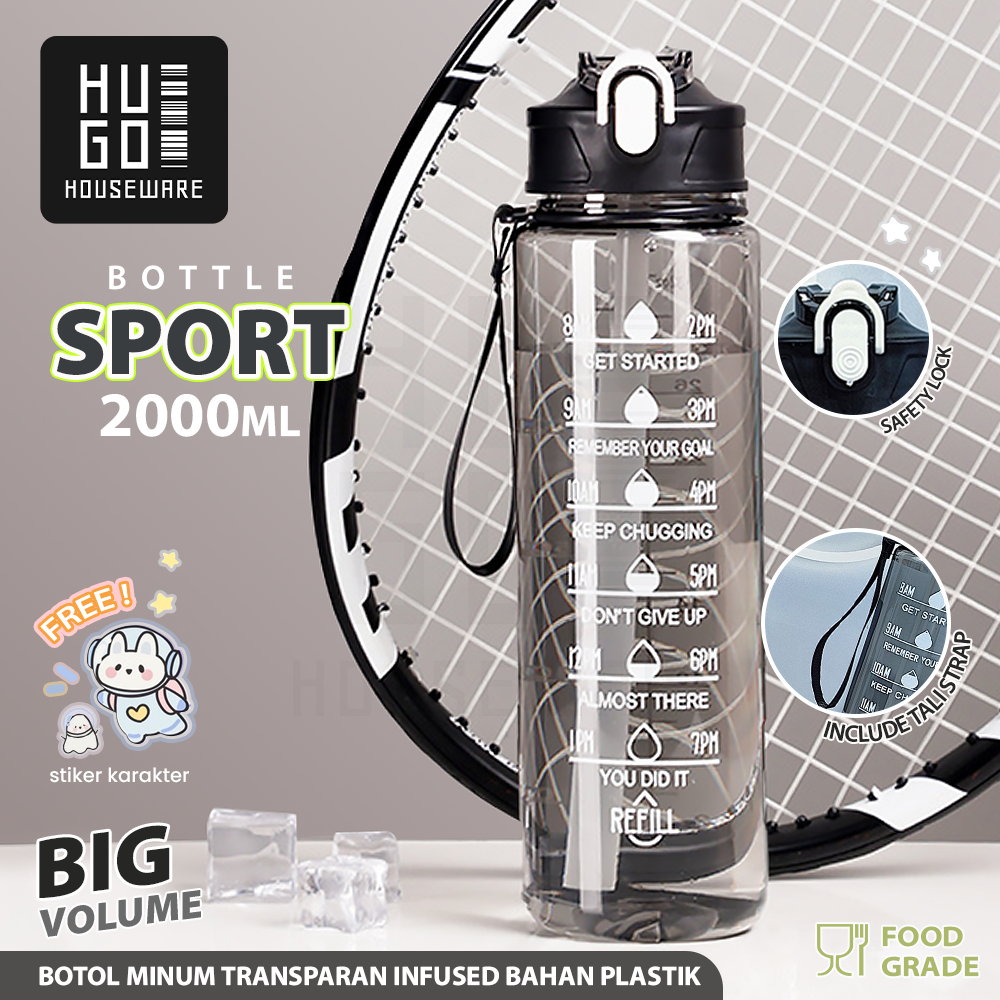 Jual HUGO Botol Minum 1 Liter Bening Botol Air Anak Sedotan Anti Bocor Premium BPA FREE | Shopee ...