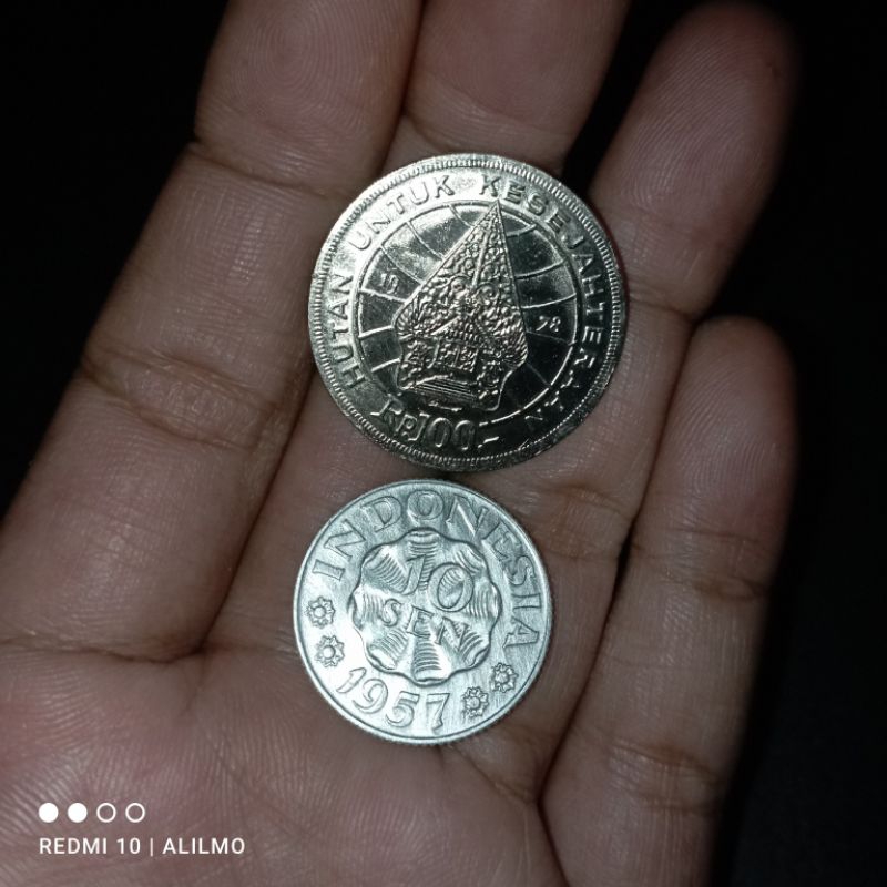 Jual uang koin indonesia 10 sen dan 100 tipis seperti baru gilap cling asli utuh | Shopee Indonesia