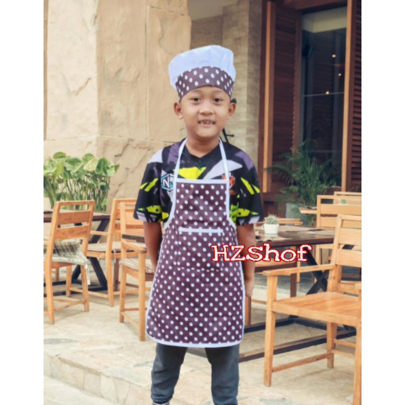 Jual Apron Celemek Anak Set Topi Koki Chef Usia 4-10thn Kombinasi ...