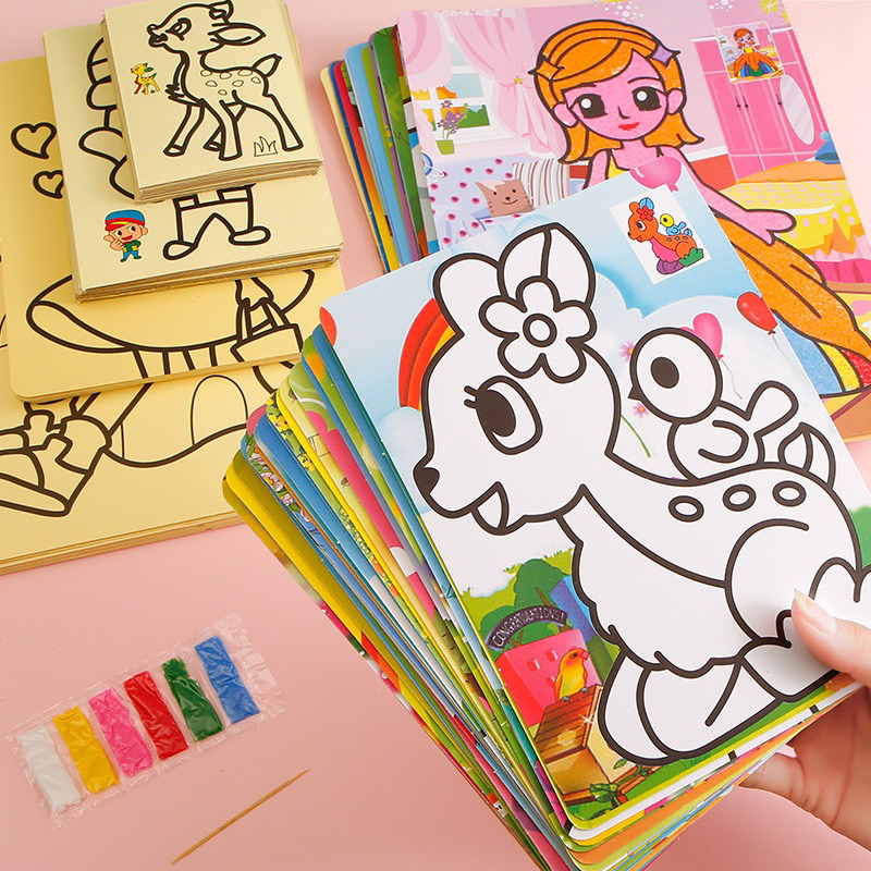 Jual mainan melukis menempel pasir / kertas mewarnai / stiker coloring ...