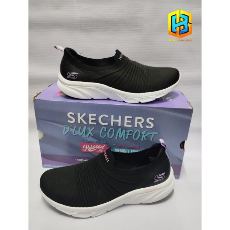 Jual Skechers D Lux Comfort Glow Time / Machine Washable (104339BKW ...