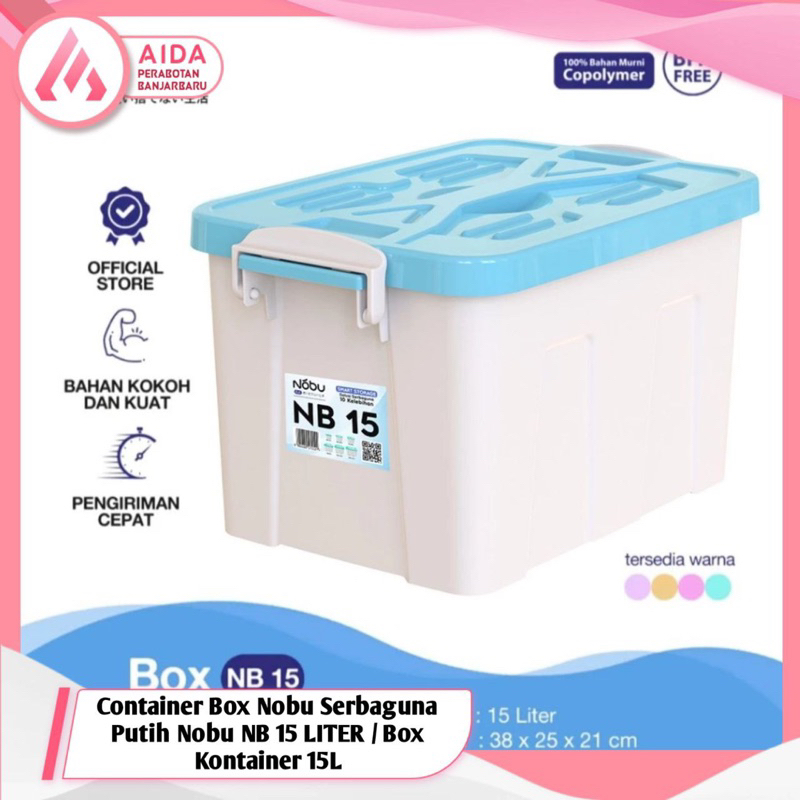Jual Container Box Nobu Serbaguna Putih Nobu NB 15 LITER Smart Storage Box Kotak Penyimpanan ...