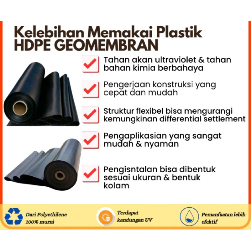 Jual 1 Rol Plastik Hdpe Geomembran Tebal 200-500 Micron ( Terpal Tambak ...
