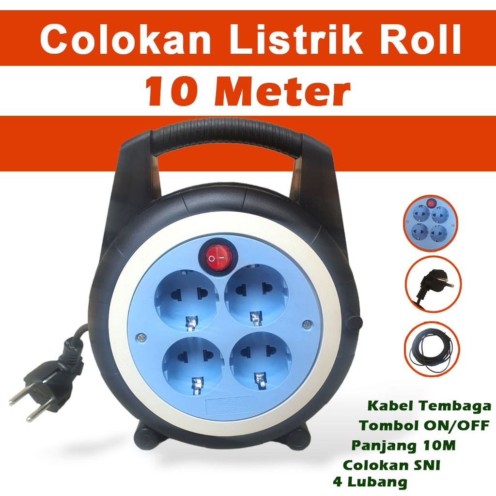 Jual Kabel Listrik Roll 10M 4 Lubang Colokan - Kabel Sambungan Roll ...