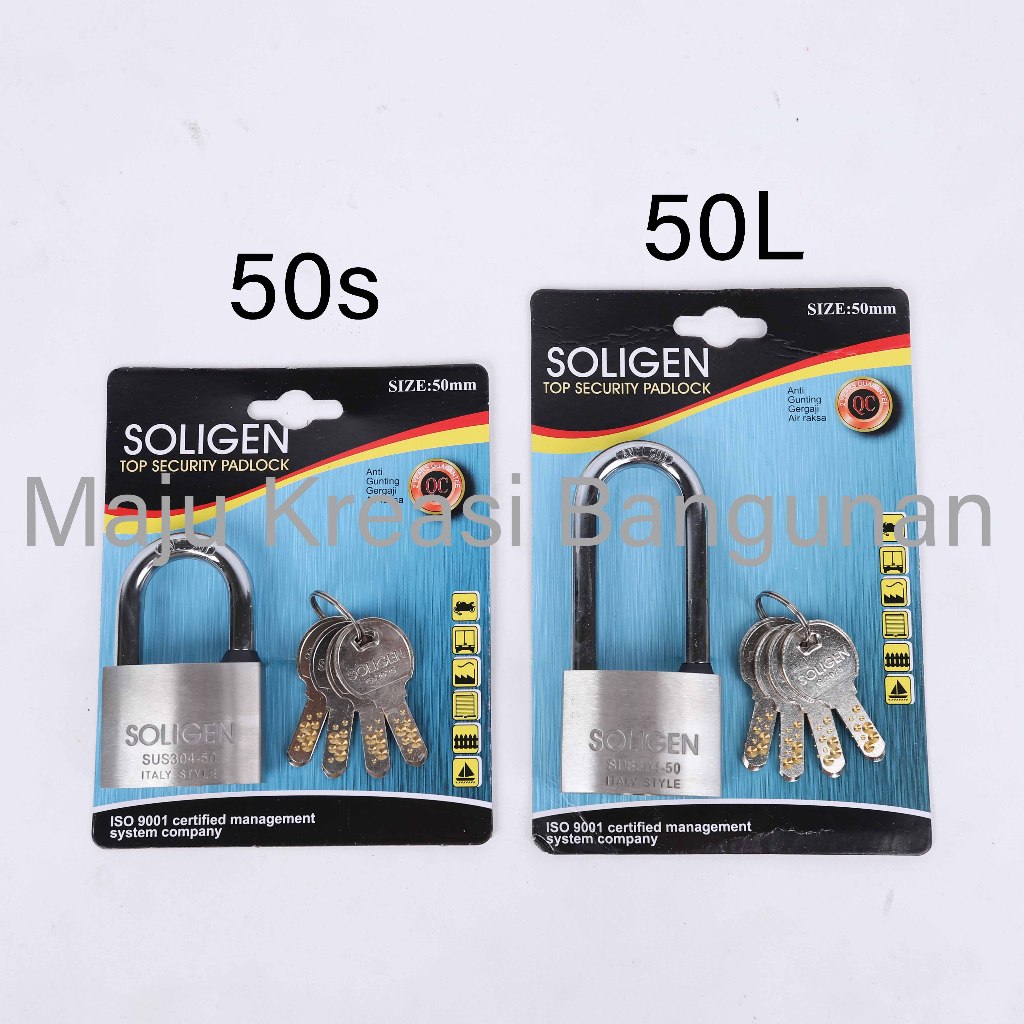Jual Gembok PER Stainless Steel 304 SOLIGEN 50mm Kunci Komputer Panjang ...